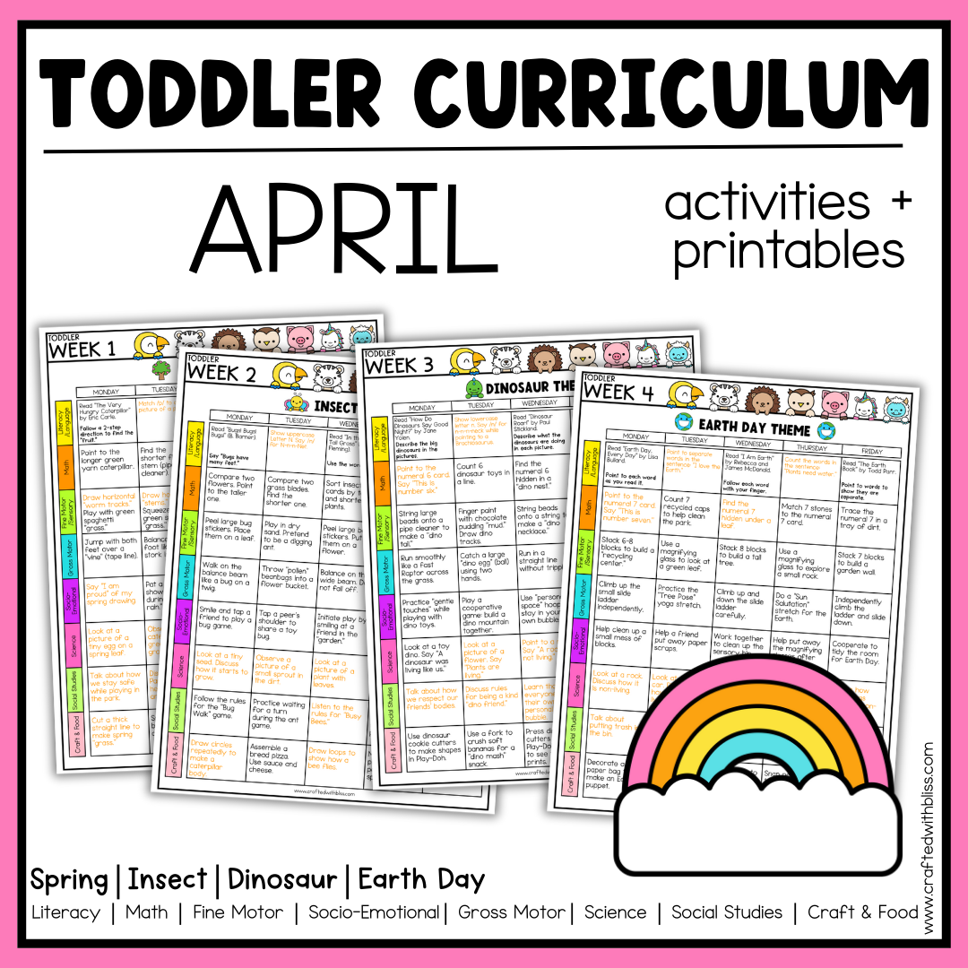 April Toddler Curriculum Activities and Printable Tot School Homeschoo ...