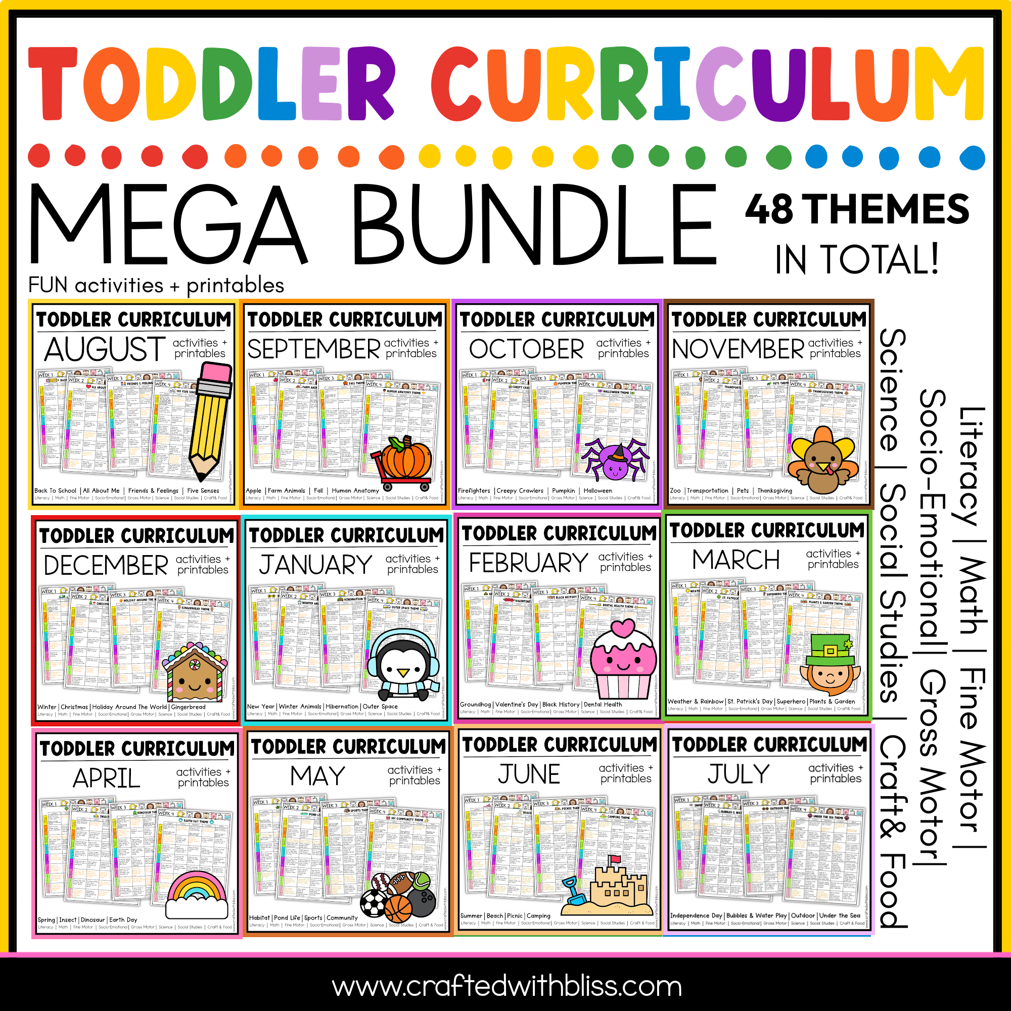 Toddler Curriculum MEGA Bundle Tot School Homeschool Daycare 2-3 yo 48 ...