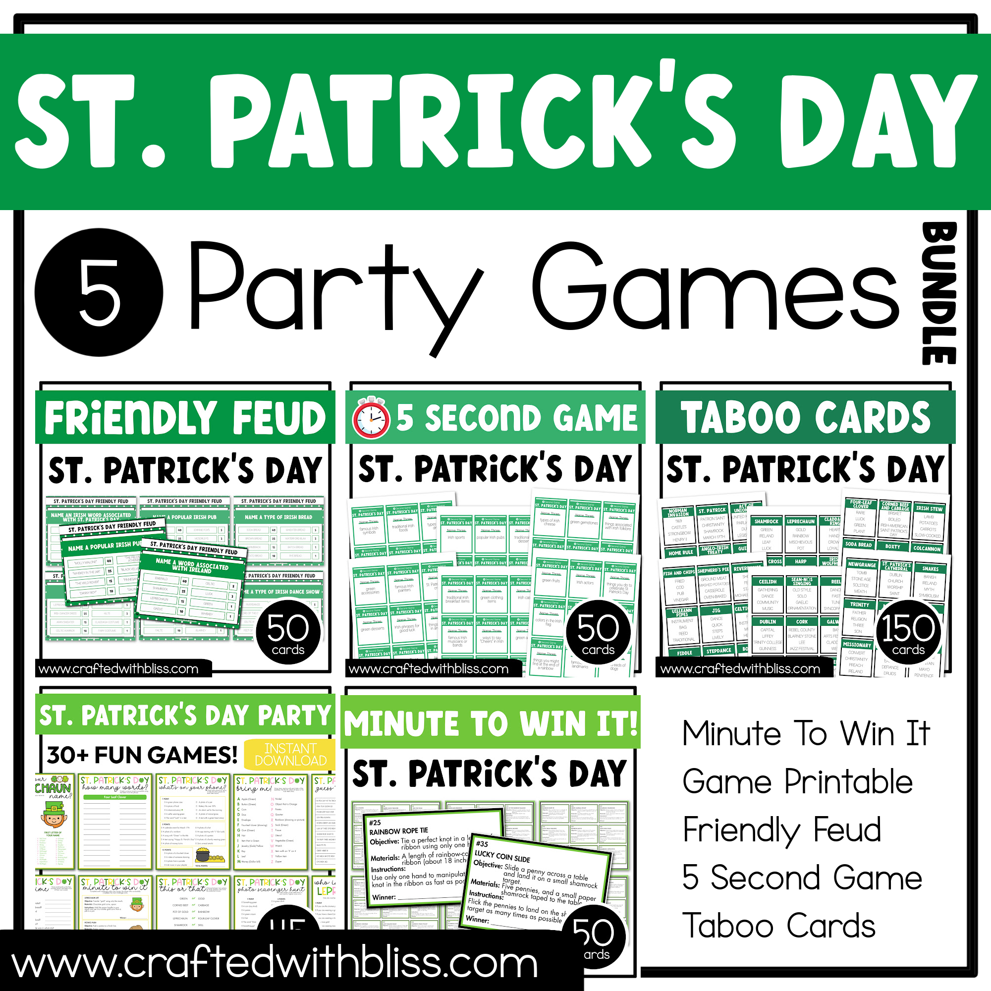 St. Patrick's Day Party Game Printable Bundle Game Night – CraftedwithBliss