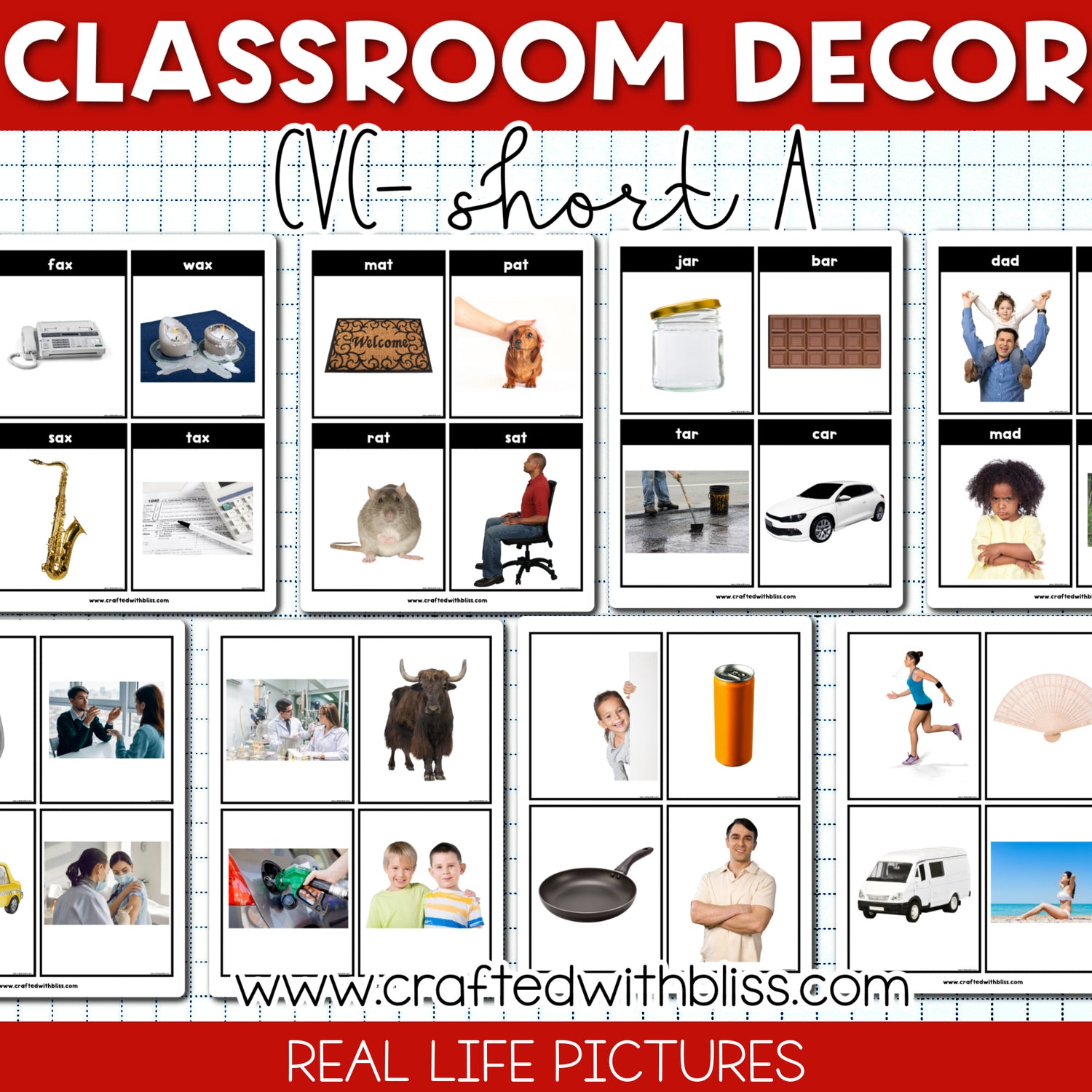 FREE CVC- Short A Cards | Real Life Photos | Vocabulary | Phonics Clas ...