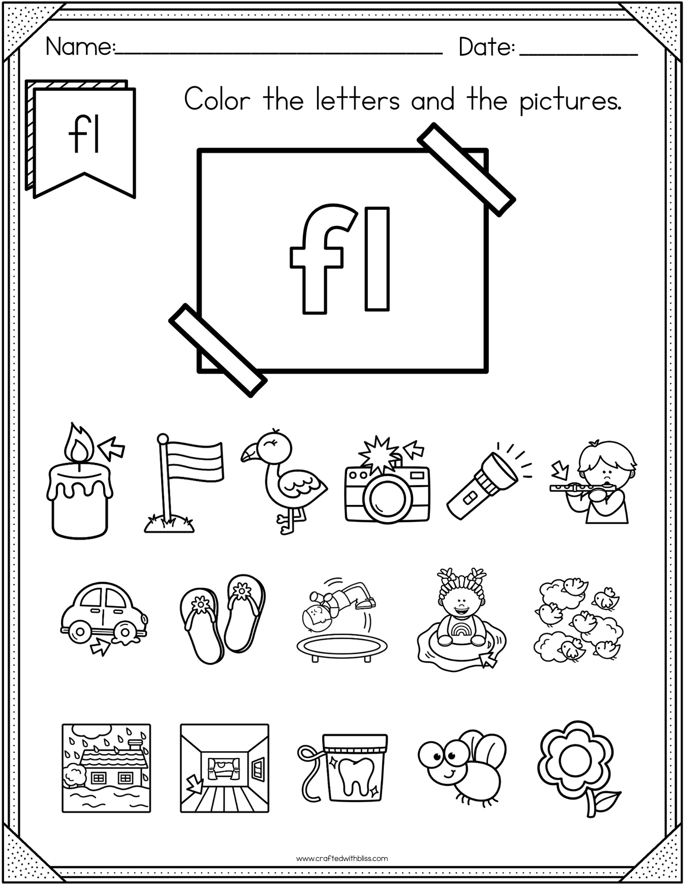 NO PREP FL Beginning Blend Phonics Worksheet - 25 PAGES – CraftedwithBliss