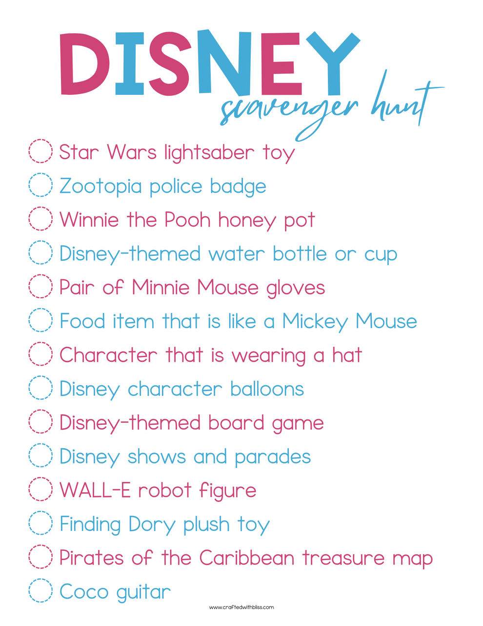 Magical Disney Scavenger Hunt Game | Characters – CraftedwithBliss