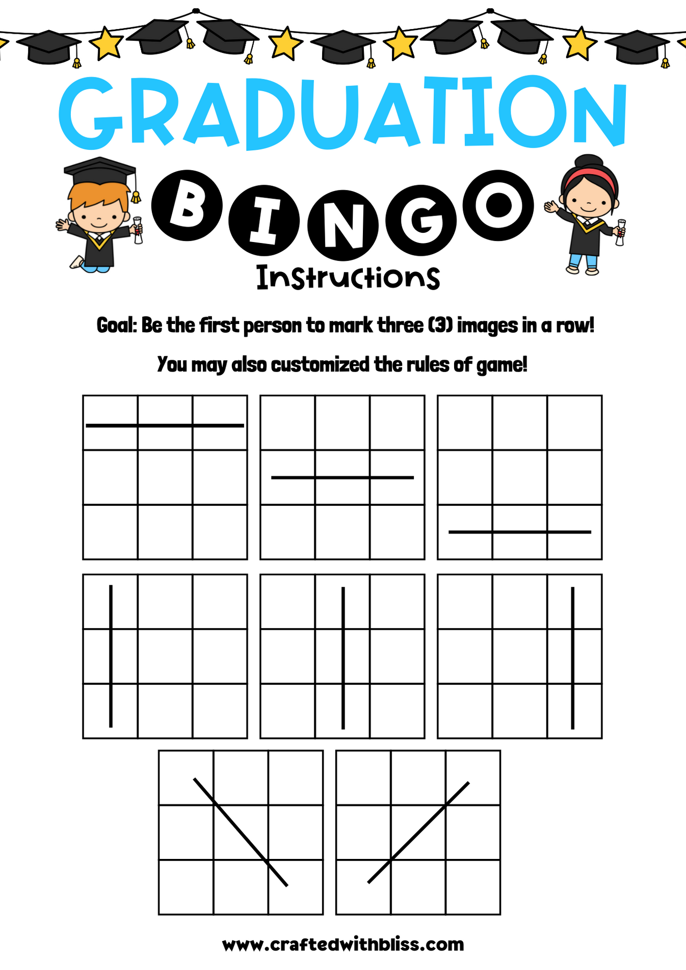 20 Cards Graduation BINGO For Preschool-Kindergarten – CraftedwithBliss