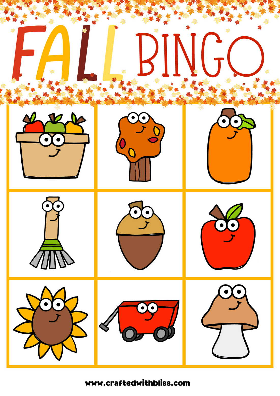 10 Fall BINGO For Preschool-Kindergarten – CraftedwithBliss