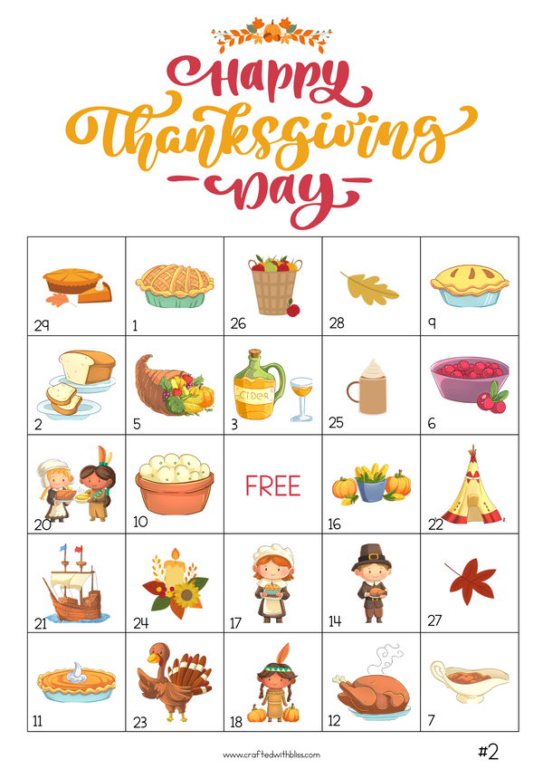 50 Thanksgiving Bingo Cards (5x5) – CraftedwithBliss