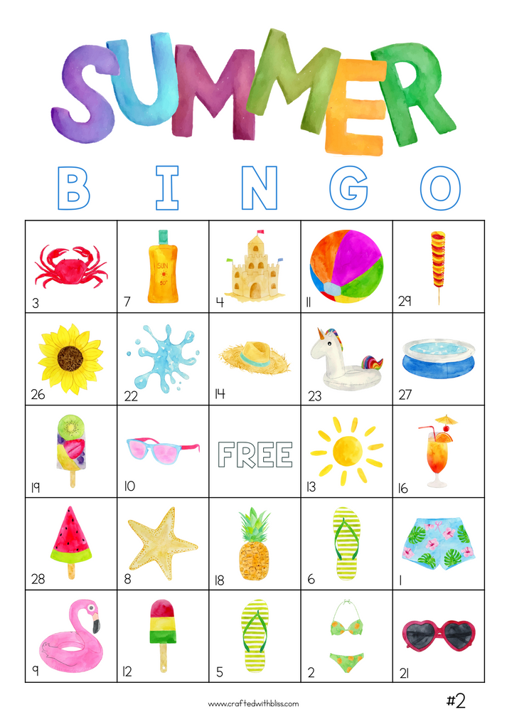 Summer Bingo Fun Pack with 50 Cards – CraftedwithBliss