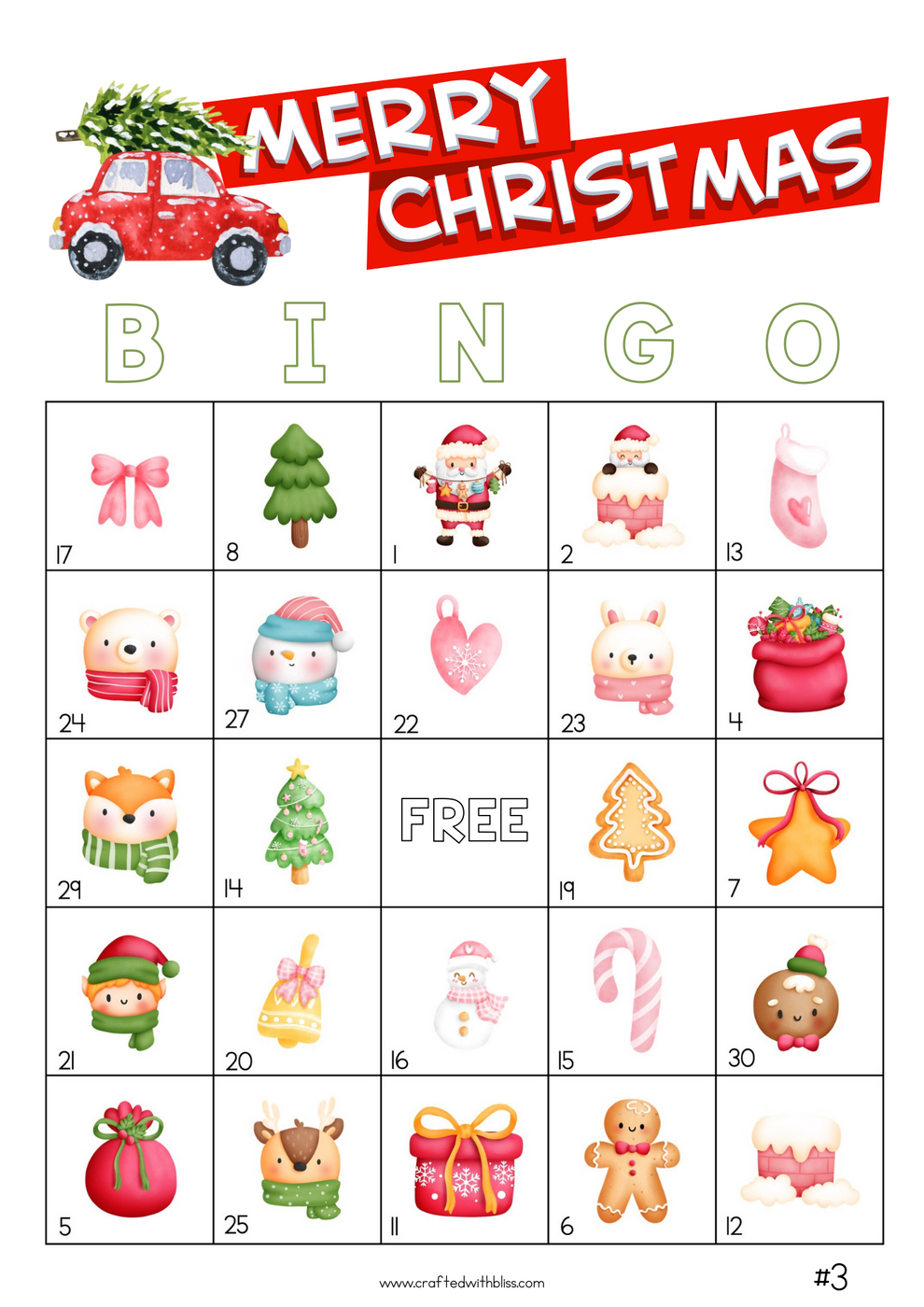 50 Christmas Bingo Cards (5x5) – CraftedwithBliss