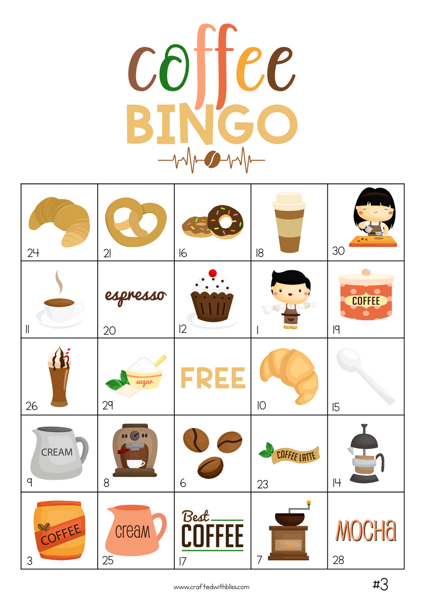 50 Coffee Bingo Cards (5x5) – CraftedwithBliss