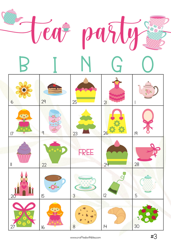 50 Tea Party Bingo Cards (5x5) – CraftedwithBliss
