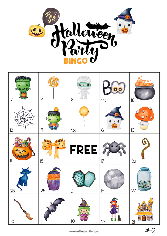 50 Watercolor Halloween Bingo Cards (5x5) – CraftedwithBliss