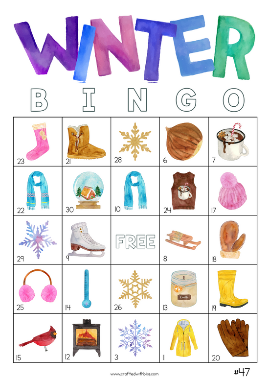 50 Winter Bingo Cards (5x5) – CraftedwithBliss