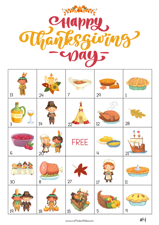 50 Thanksgiving Bingo Cards (5x5) – CraftedwithBliss