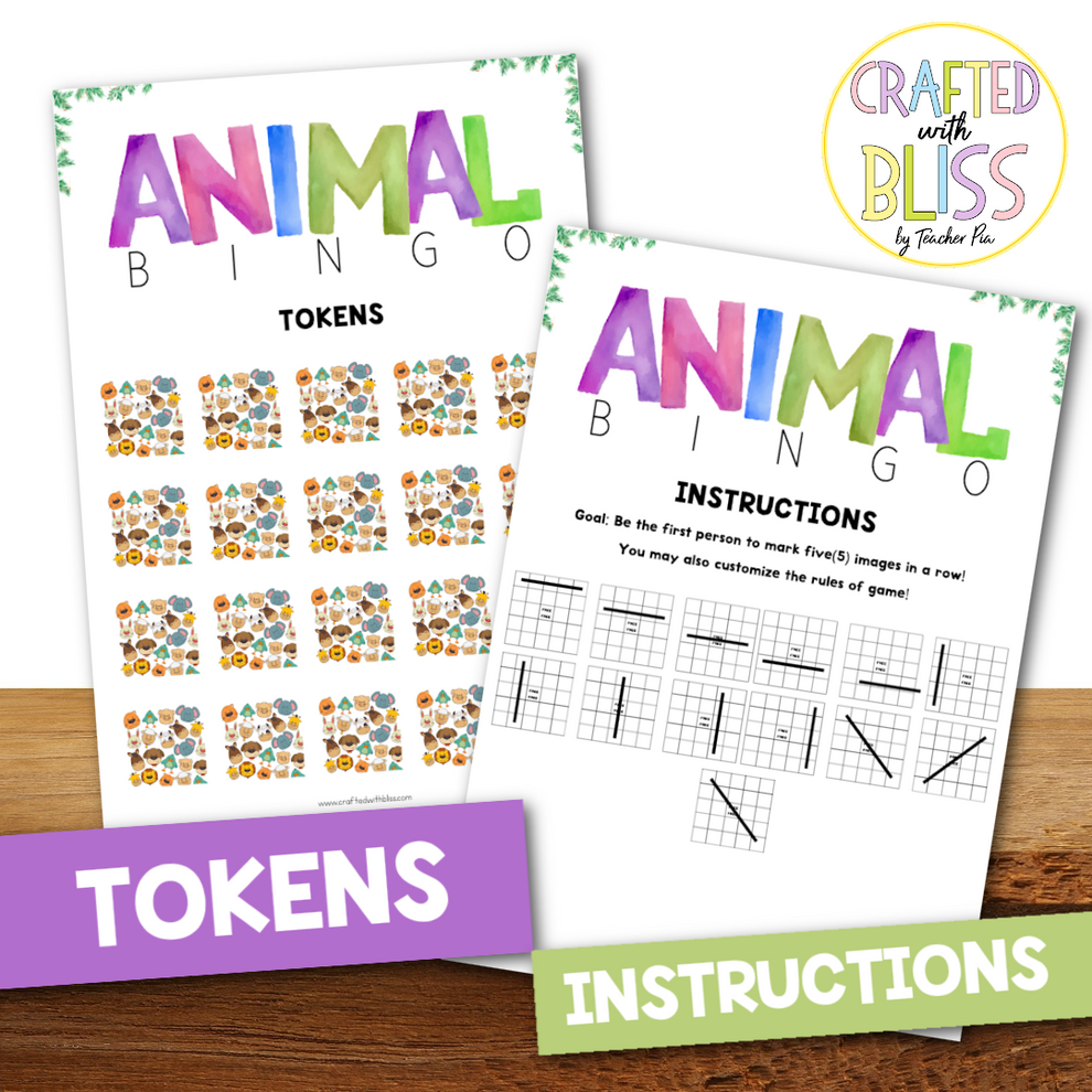 50 Watercolor Animal Bingo Cards (5x5) – CraftedwithBliss
