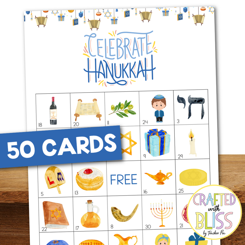 50 Hanukkah Bingo Cards (5x5) – CraftedwithBliss