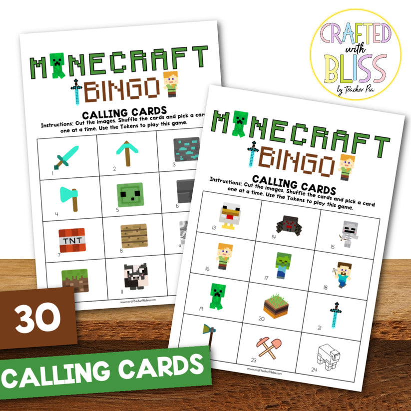 50 Minecraft Bingo Cards (5x5) – CraftedwithBliss