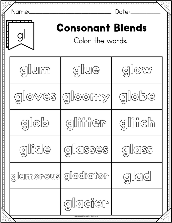 NO PREP GL Beginning Blend Phonics Worksheet - 25 PAGES – CraftedwithBliss