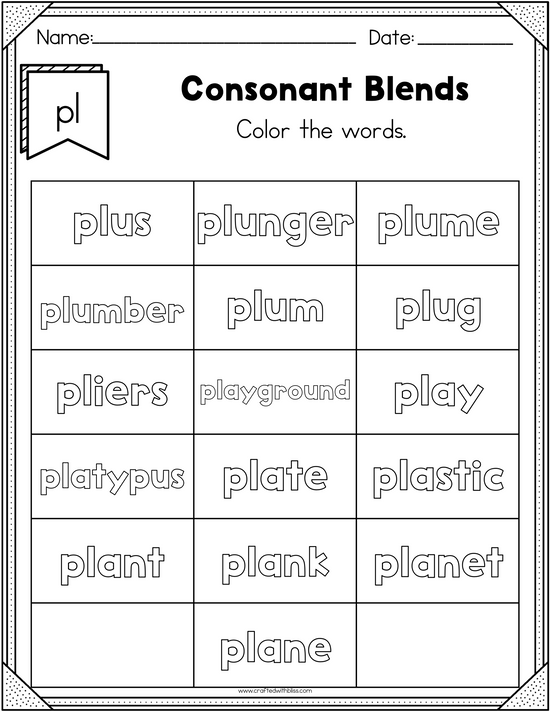 NO PREP PL Beginning Blend Phonics Worksheet - 25 PAGES – CraftedwithBliss