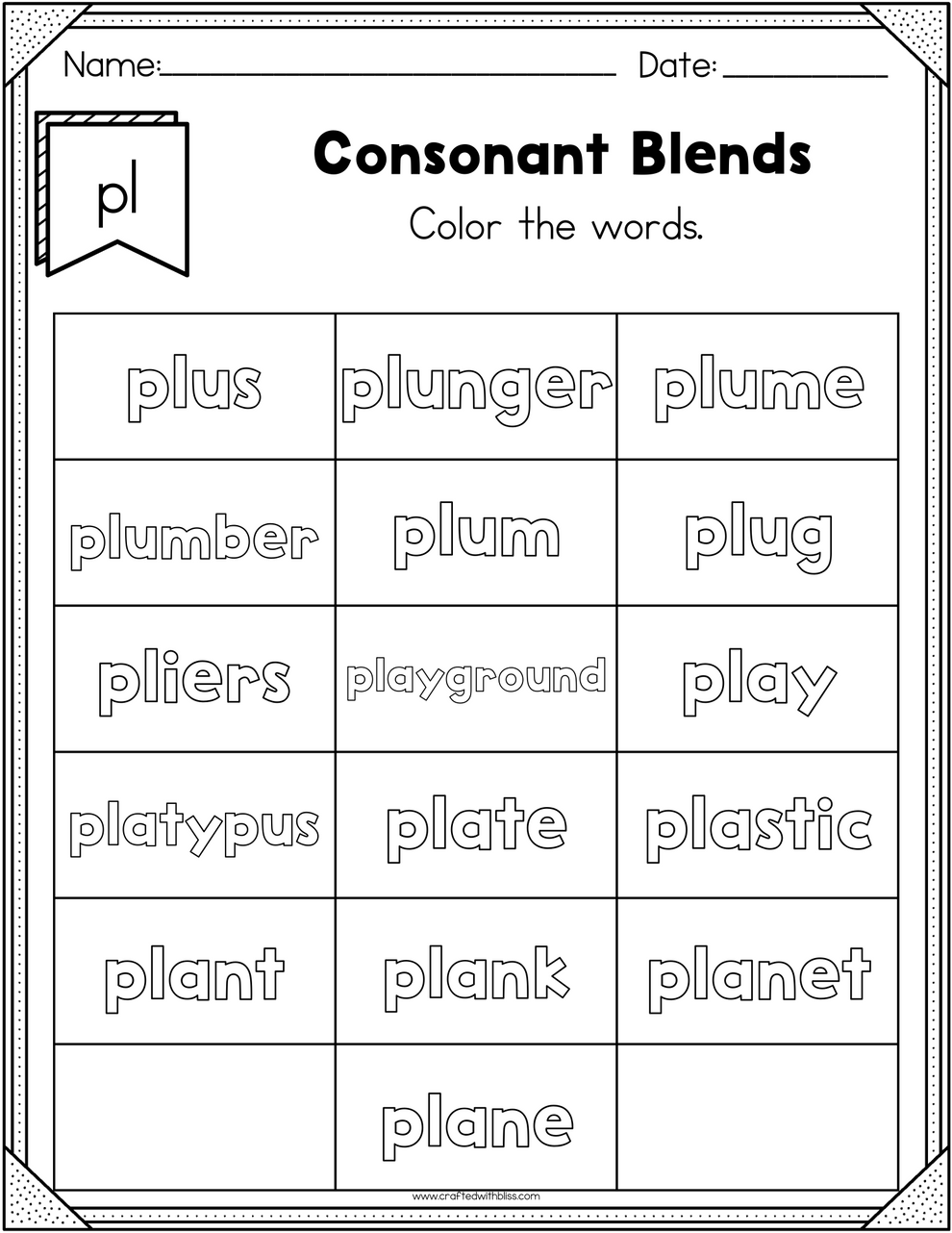 NO PREP PL Beginning Blend Phonics Worksheet - 25 PAGES – CraftedwithBliss
