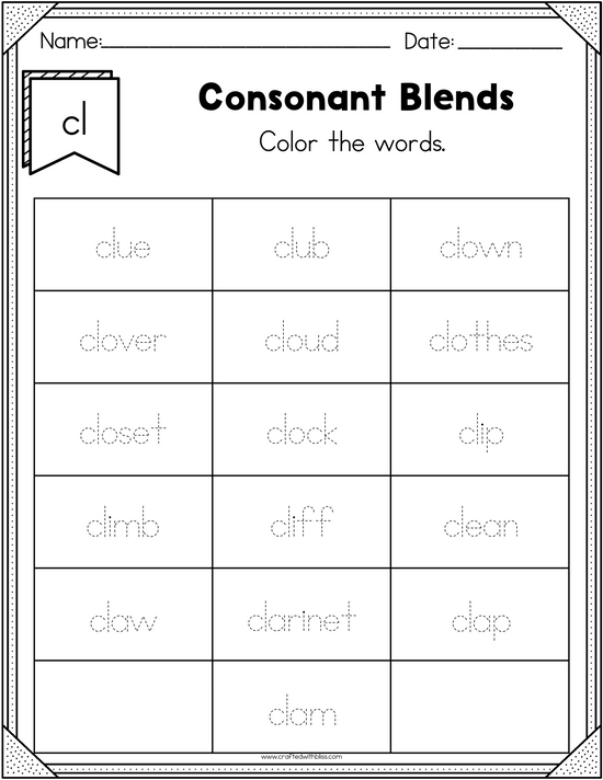 NO PREP CL Beginning Blend Phonics Worksheet - 25 PAGES – CraftedwithBliss