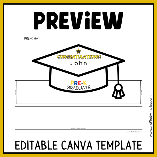 Editable Graduation Hat Template End of the Year Craft – CraftedwithBliss