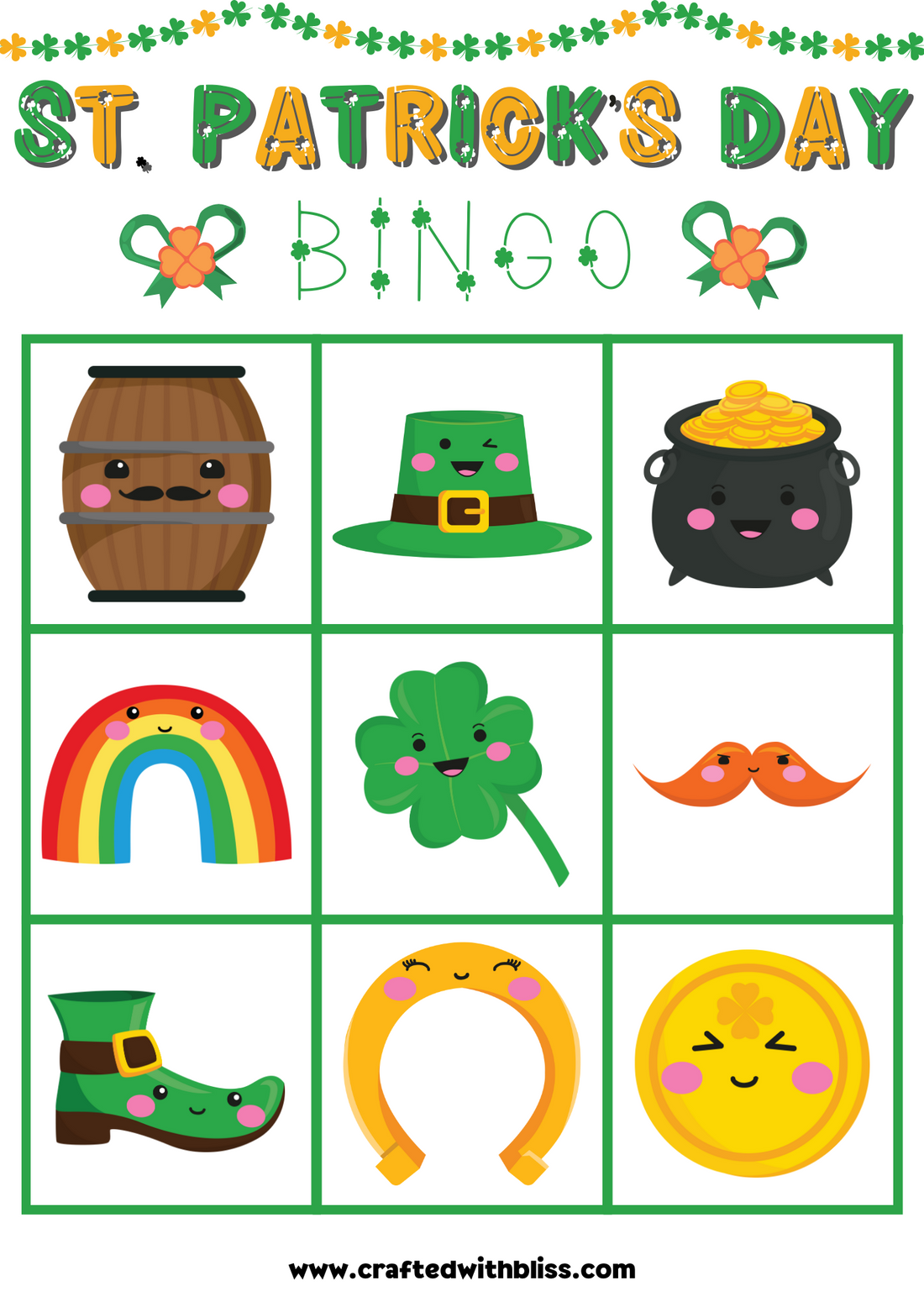 10 St. Patrick's Day BINGO For Preschool-Kindergarten – CraftedwithBliss