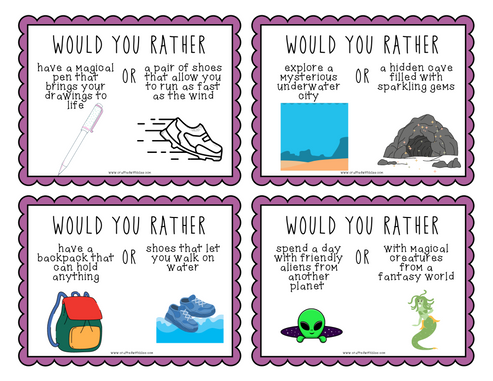 40 Would You Rather Task Cards (K-3rd Grade) | Ice Breaker | Morning W ...