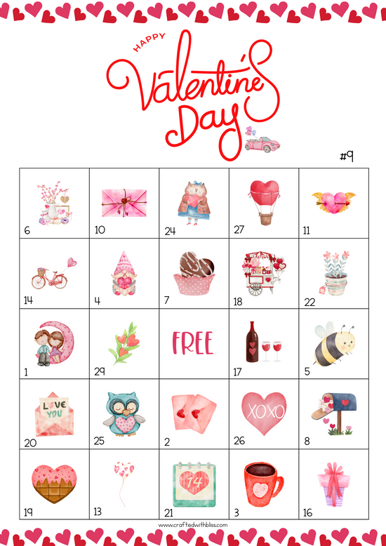 50 Valentine's Day Bingo Cards (5x5) – CraftedwithBliss
