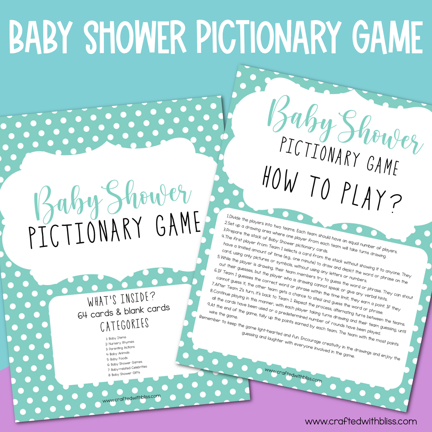 The Ultimate Baby Shower Pictionary Game - 64 Cards – CraftedwithBliss