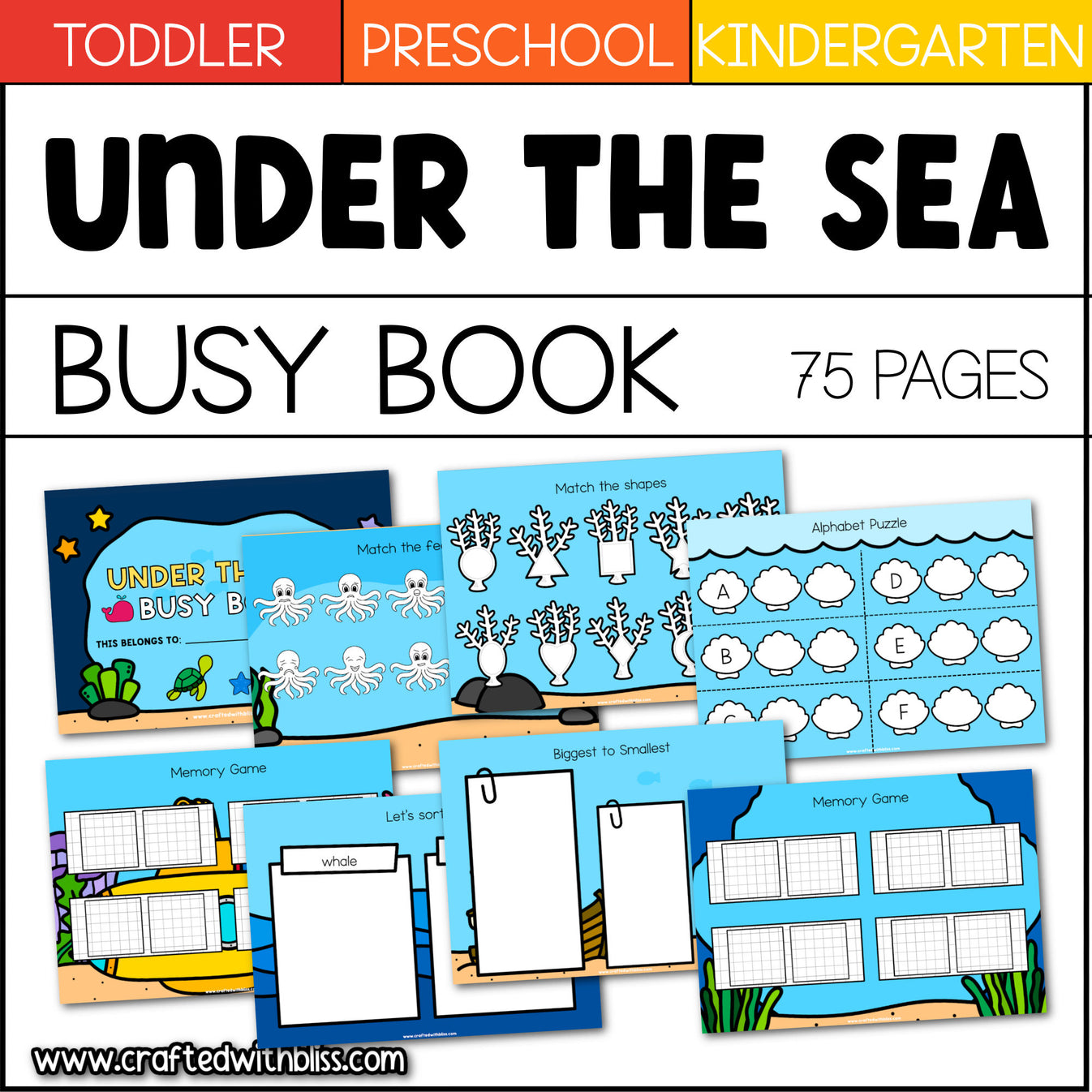 Under the Sea Busy Book Binder Quiet Book Toddler Preschool Kindergart ...