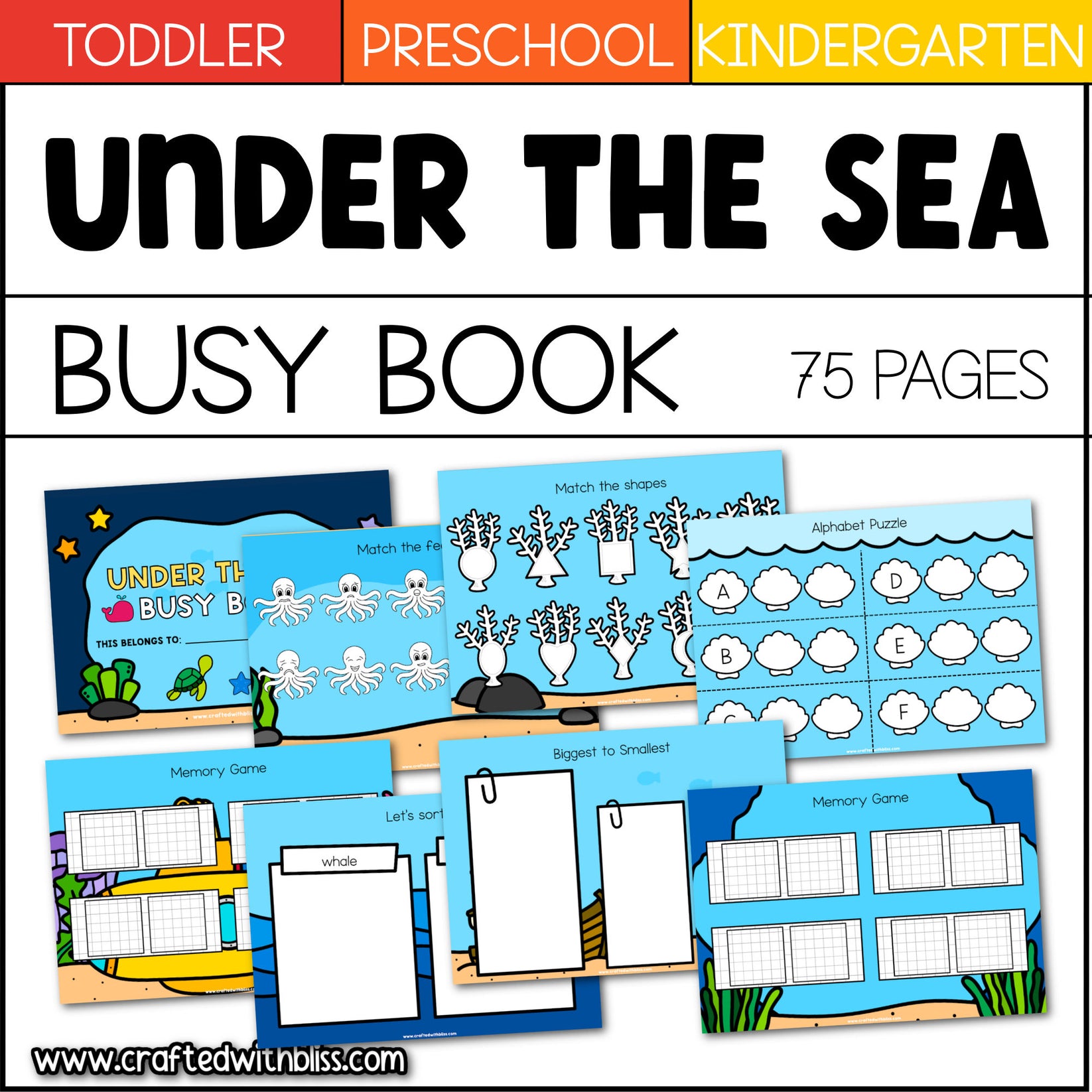 Under the Sea Busy Book Binder Quiet Book Toddler Preschool Kindergart ...