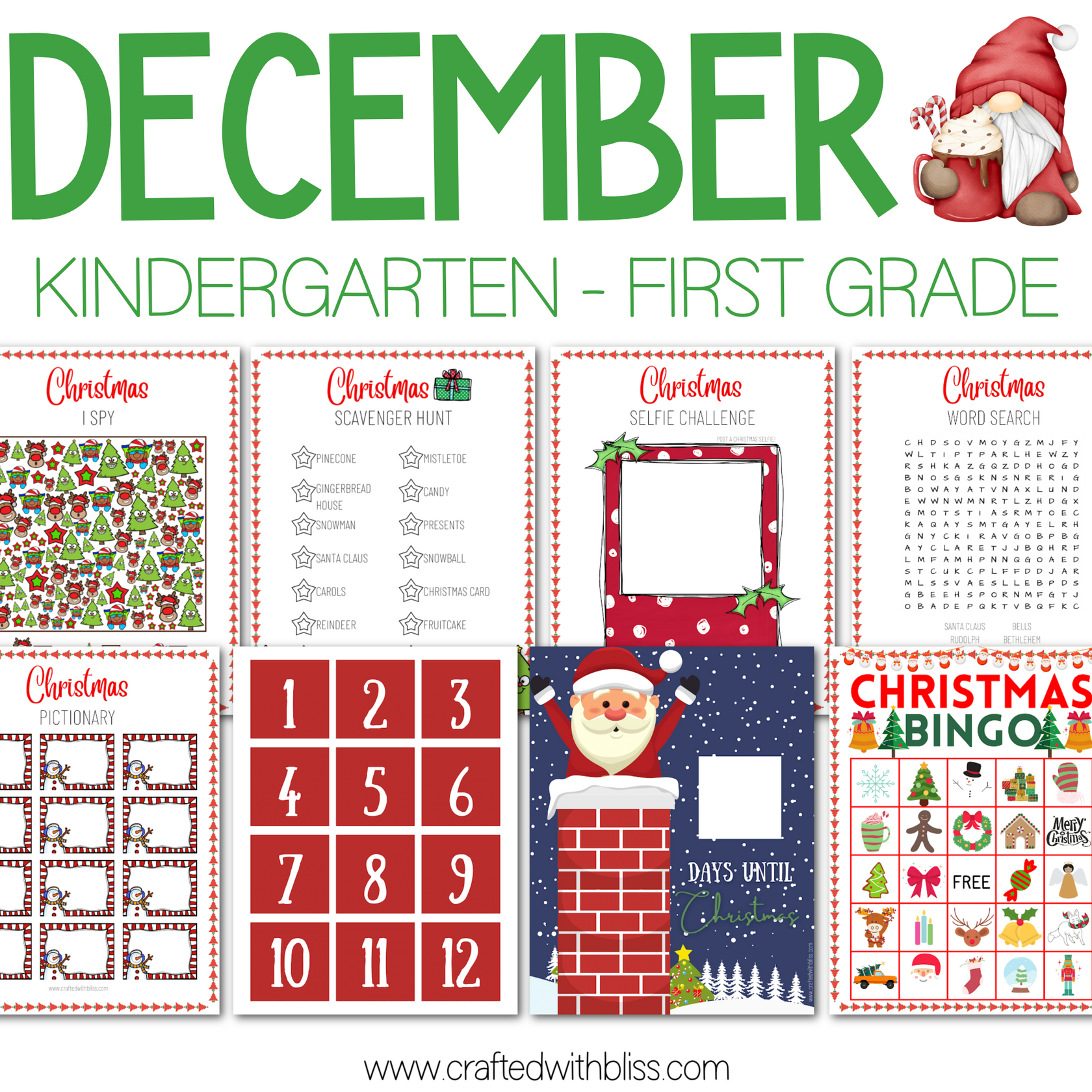 December Christmas Kindergarten - First Grade Activities Super Bundle ...