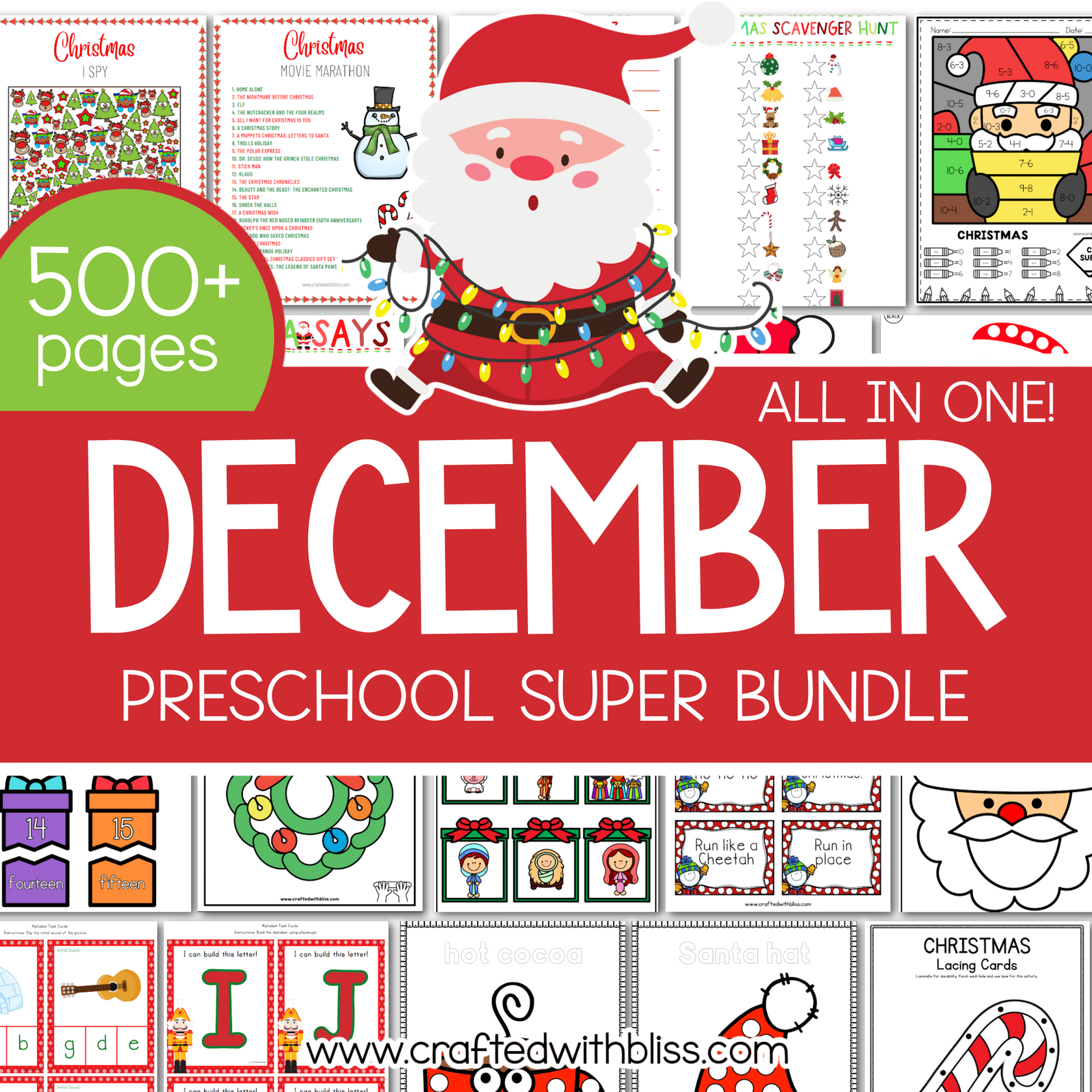 December Preschool Super Bundle, Christmas Kindergarten Activities, Da ...