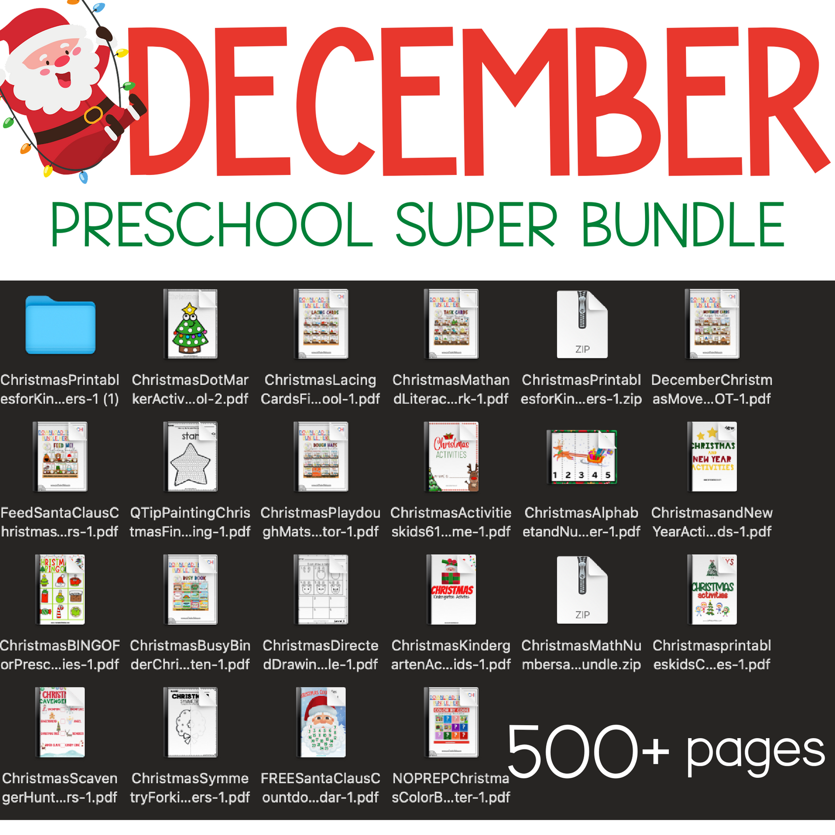 December Preschool Super Bundle, Christmas Kindergarten Activities, Da ...