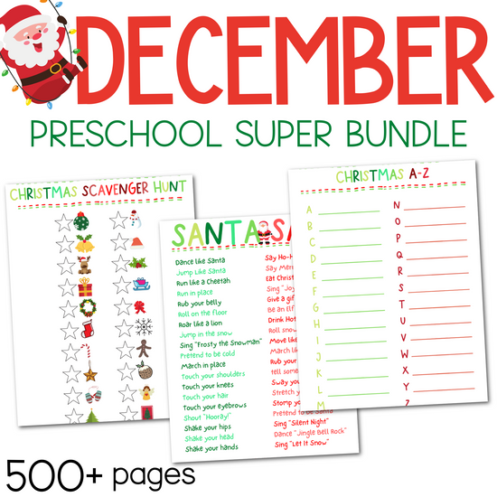 December Preschool Super Bundle, Christmas Kindergarten Activities, Da ...