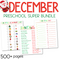 December Preschool Super Bundle, Christmas Kindergarten Activities, Da ...