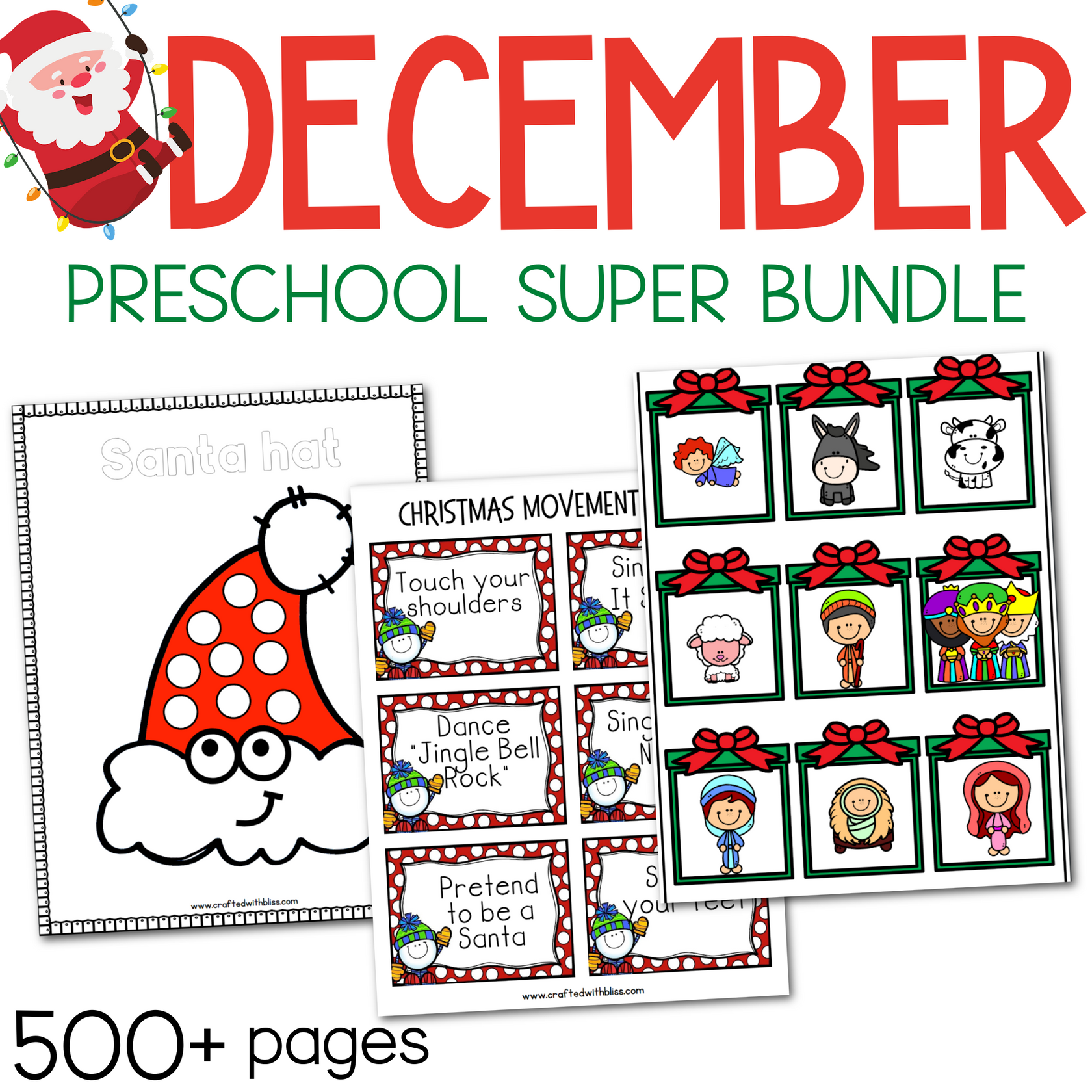December Preschool Super Bundle, Christmas Kindergarten Activities, Da ...