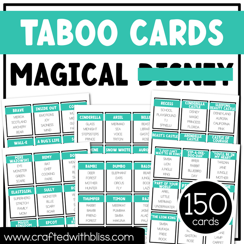 Magical Disney Taboo Party Game 150 Cards Fun Friday Ice Breaker Brain – CraftedwithBliss