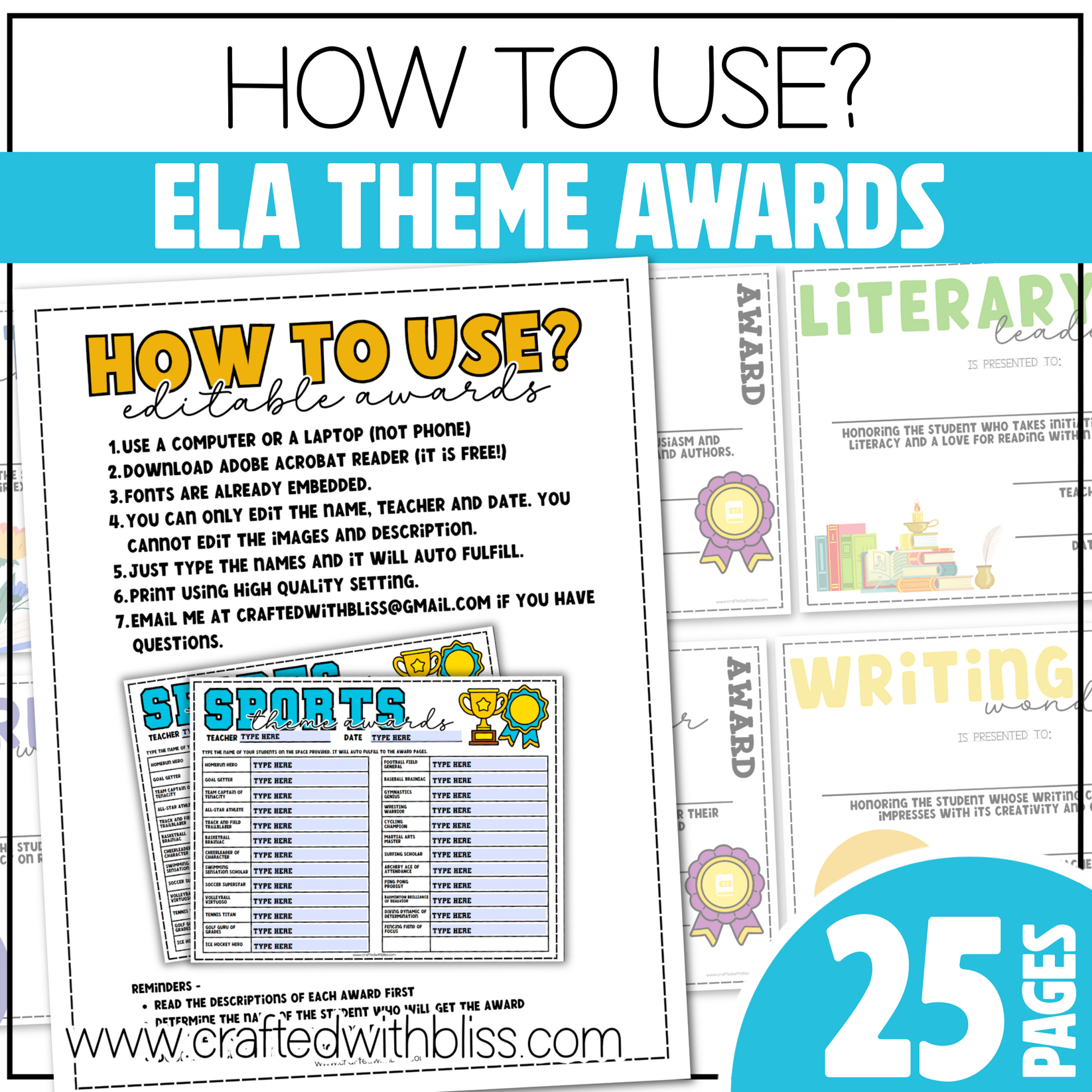 Editable ELA End of the Year Awards – CraftedwithBliss