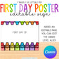 Editable First Day of School Poster Rainbow Theme | Canva Template | R ...