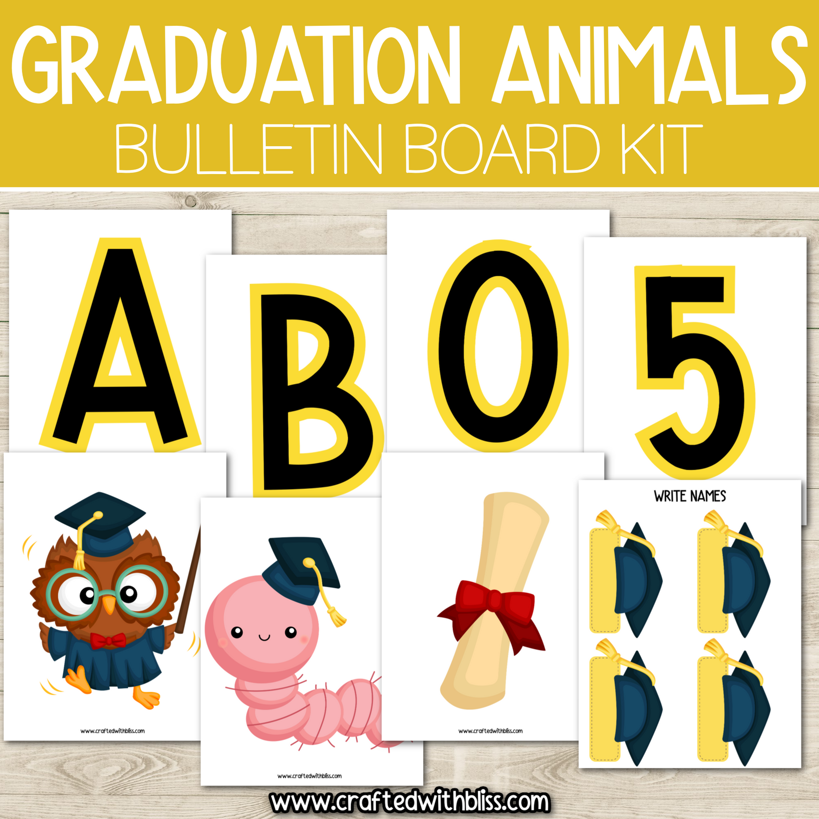 Graduation Animal Theme Bulletin Board Kit Door Classroom Decor End of ...