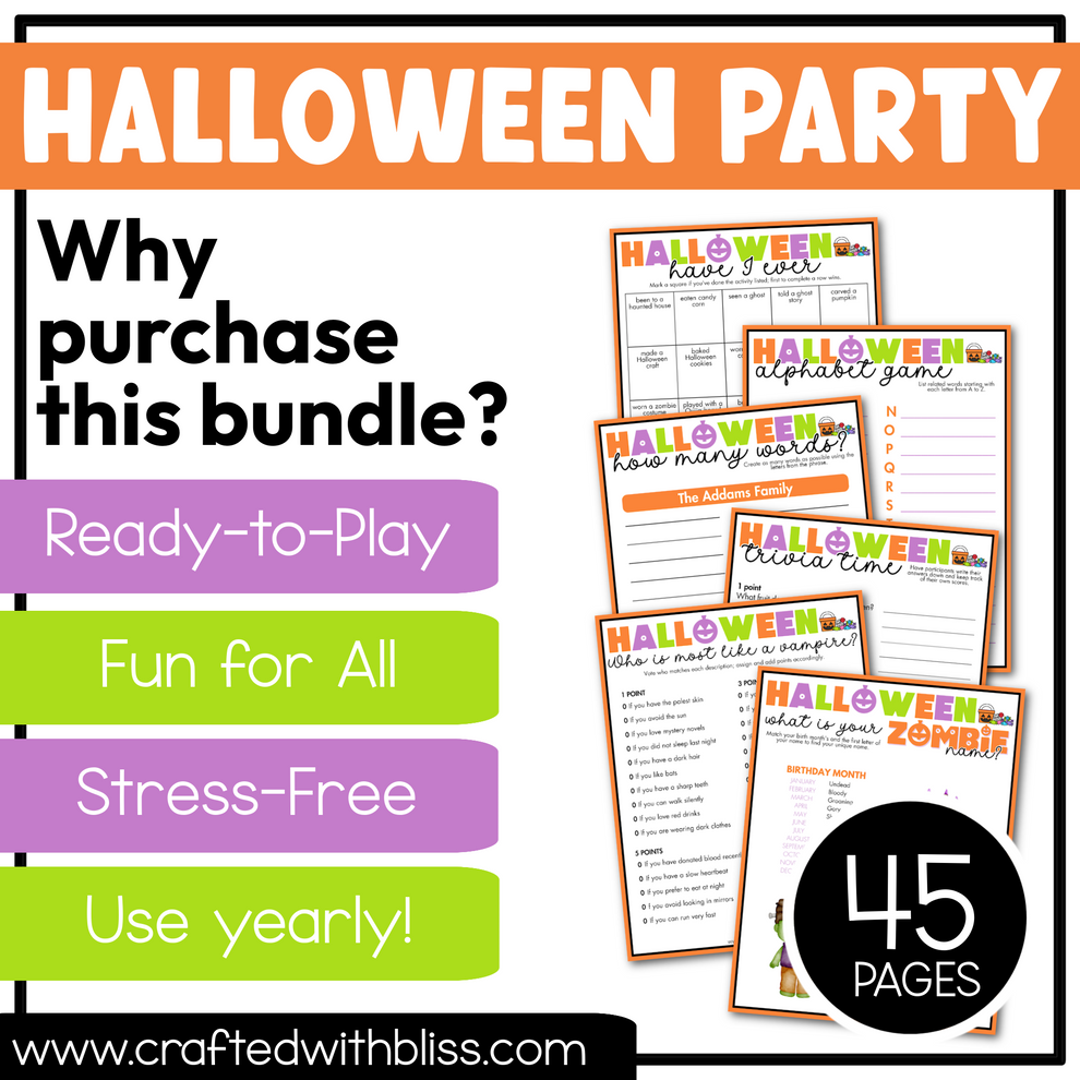 Printable Halloween Party Games For All Bundle 30+ Games – CraftedwithBliss