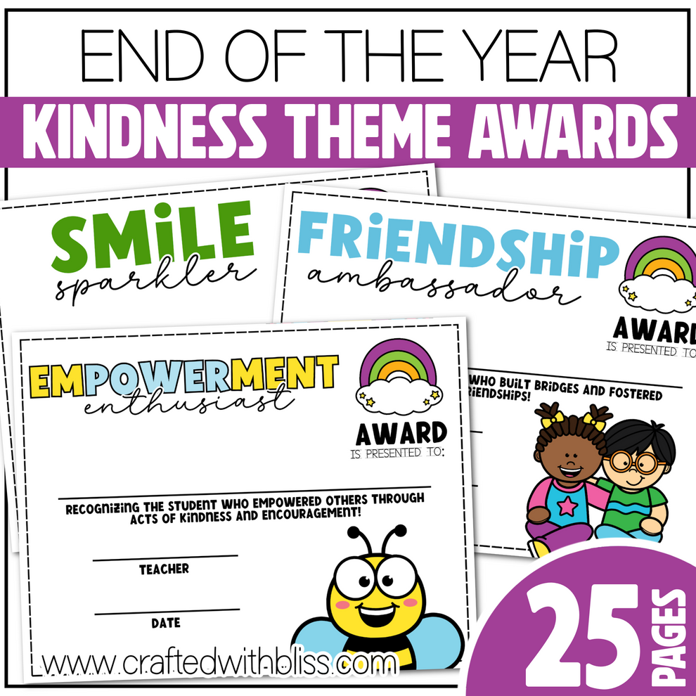 Editable End of the Year Awards Classroom Certificate Kindness Theme ...