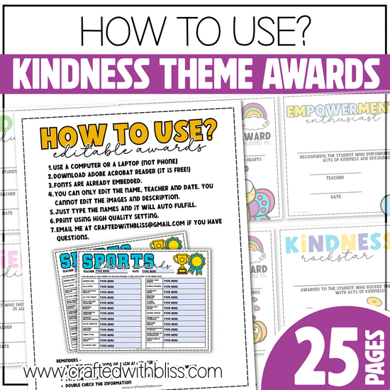 Editable End of the Year Awards Classroom Certificate Kindness Theme ...