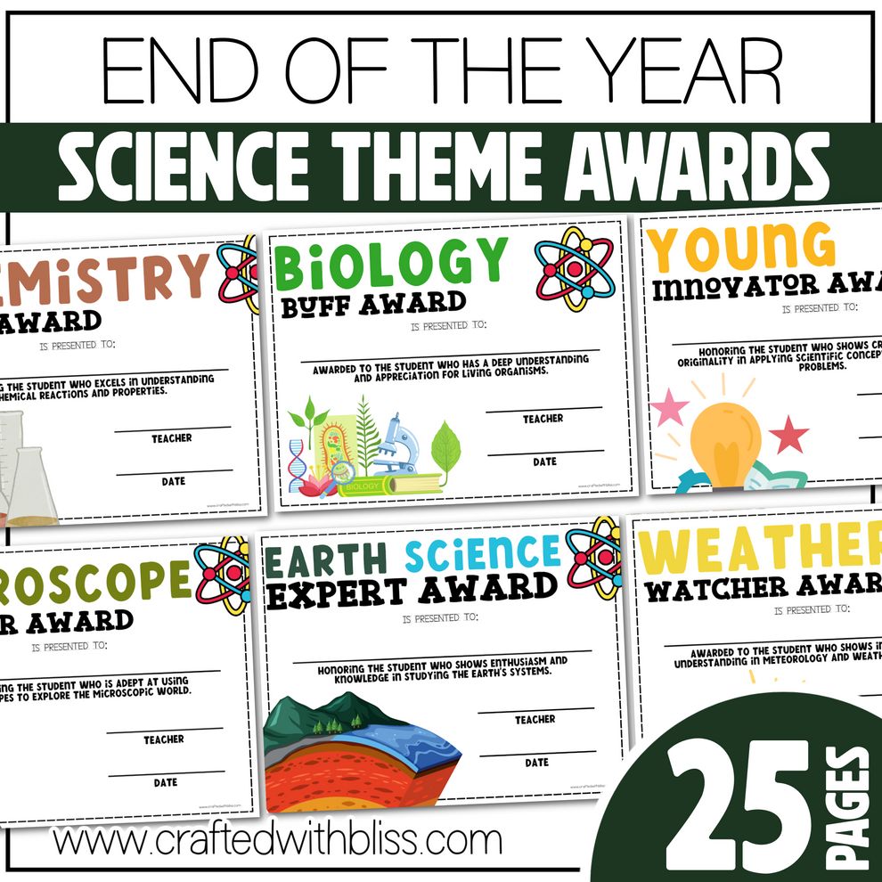 Editable Science End of the Year Awards – CraftedwithBliss