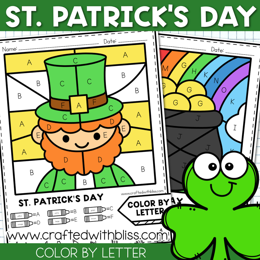 NO PREP St. Patrick's Day Color By Letter Worksheet | Literacy Center ...
