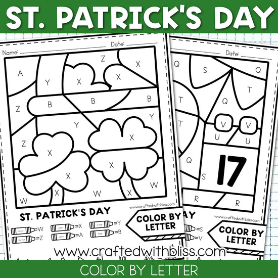 NO PREP St. Patrick's Day Color By Letter Worksheet | Literacy Center ...