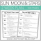 Sun, Moon & Stars Day and Night Science K-2 Worksheet Activity 2 Week ...