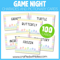 Game Night Charades 100 Cards Class Pictionary Party Game ...