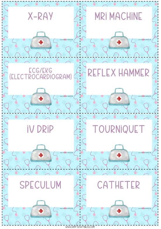 Medical Hospital Charades 100 Cards Class Pictionary Party Game ...