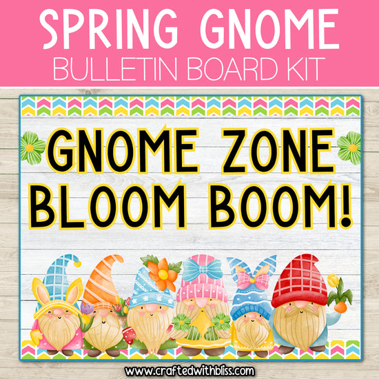 Hello Spring Gnomes Bulletin Board Kit Door Classroom Decor March Gnom ...